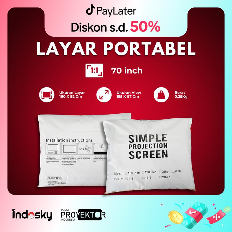 Layar Proyektor Portable 70 Inch | Simple Screen Projector | - Shop ...
