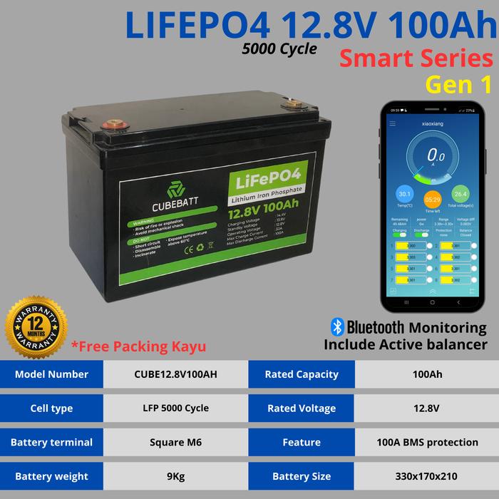 Jual Baterai Lifepo4 12V 100Ah New Baru 5000 Cycle Design Life 5-10 ...