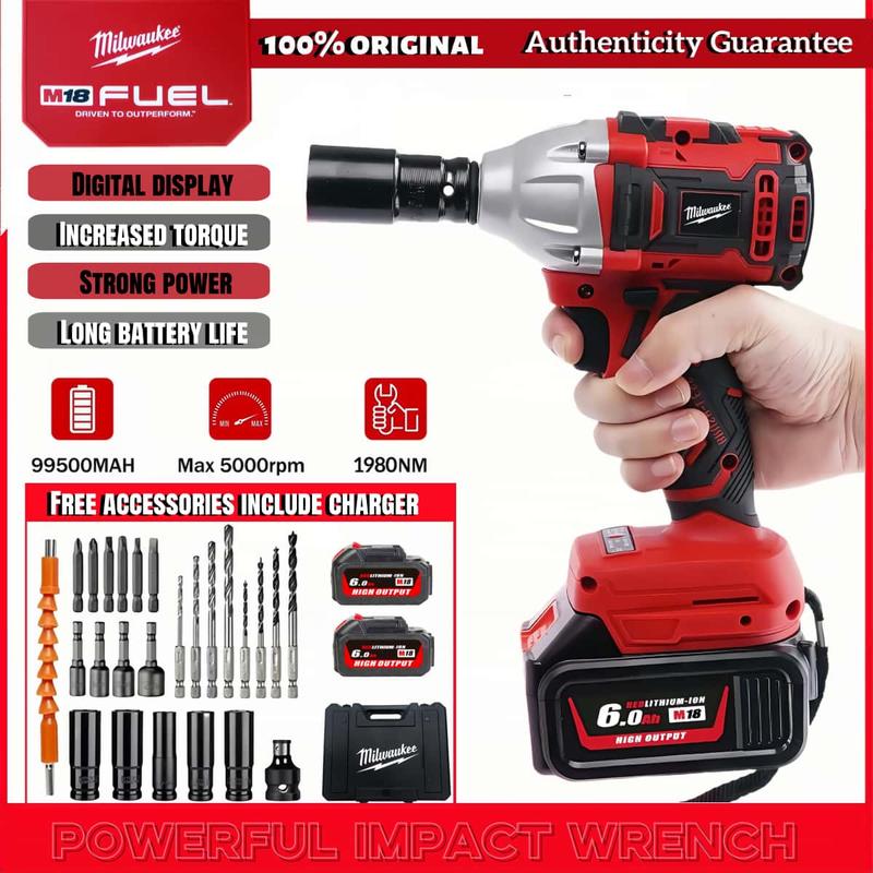 Milwaukee 40V Cordless Impact Wrench 1980N.M Max Torque 6.0A - TikTok ...