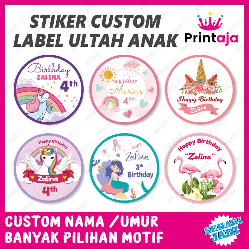 [FREE DESAIN] STIKER ULANG TAHUN ANAK | STIKER BULAT GOODYBA - Shop ...