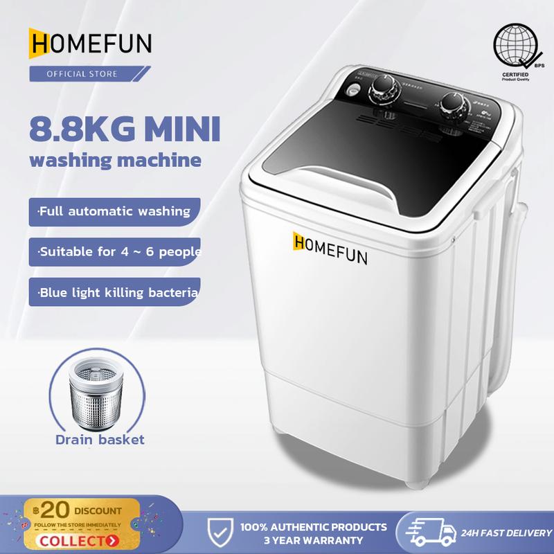 HOMEFUN 9KG Washing Machine Fully Semi MINI Washing Machine with ...