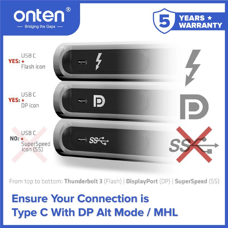 Onten Adapter Converter USB Type C To Display Port Support 8K 60Hz OTN ...