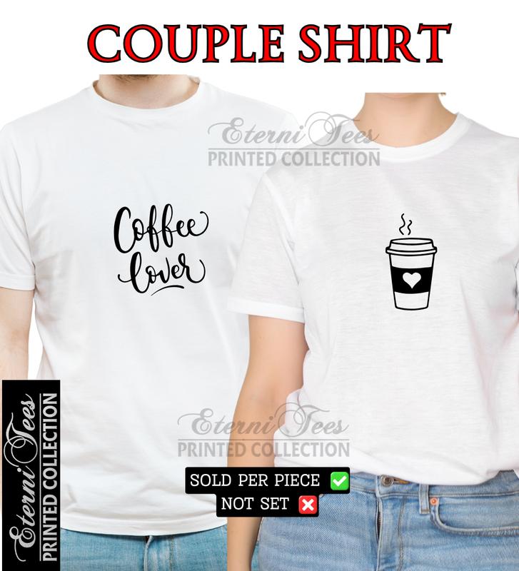 Eternitee Trendy Couple Shirt Coffee and Coffee Lover Rubberized ...