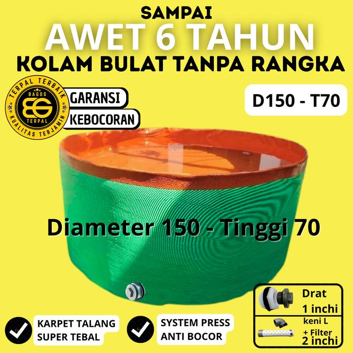 Jual Kolam Terpal Bulat Talang Diameter 1,5 Tinggi 70 CM D1,5 T70 Bisa ...