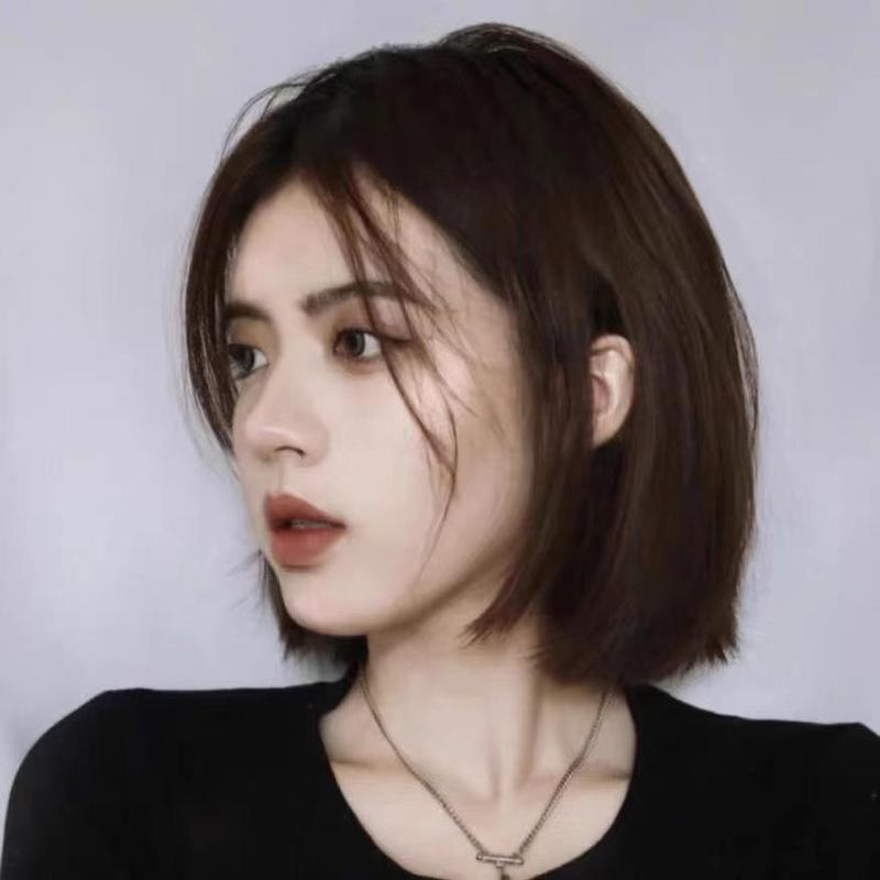 Women Wig Short Hair Bobo Head Temperament Face Repair Age-Reducing ...