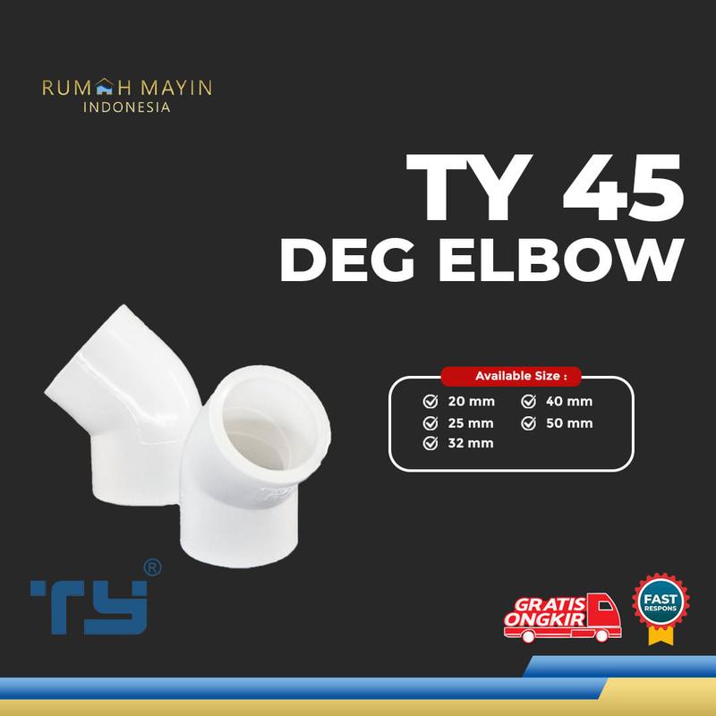 TY 45 Deg Elbow Knee / Keni Pipa Pipe U – PVC by 3 Pawns - Shop | Tokopedia
