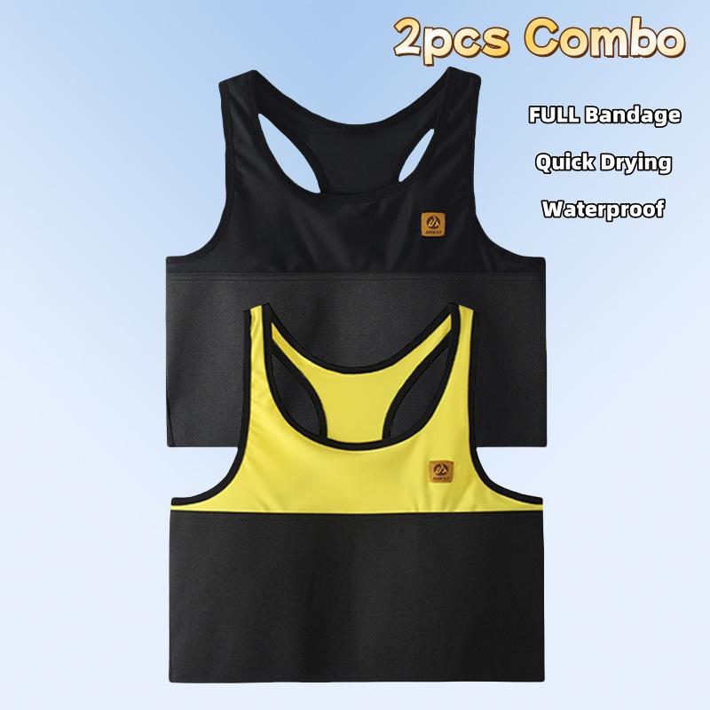 Two Pieces Quick Dry Pullover Chest Binder Full Bandage Swimming ...