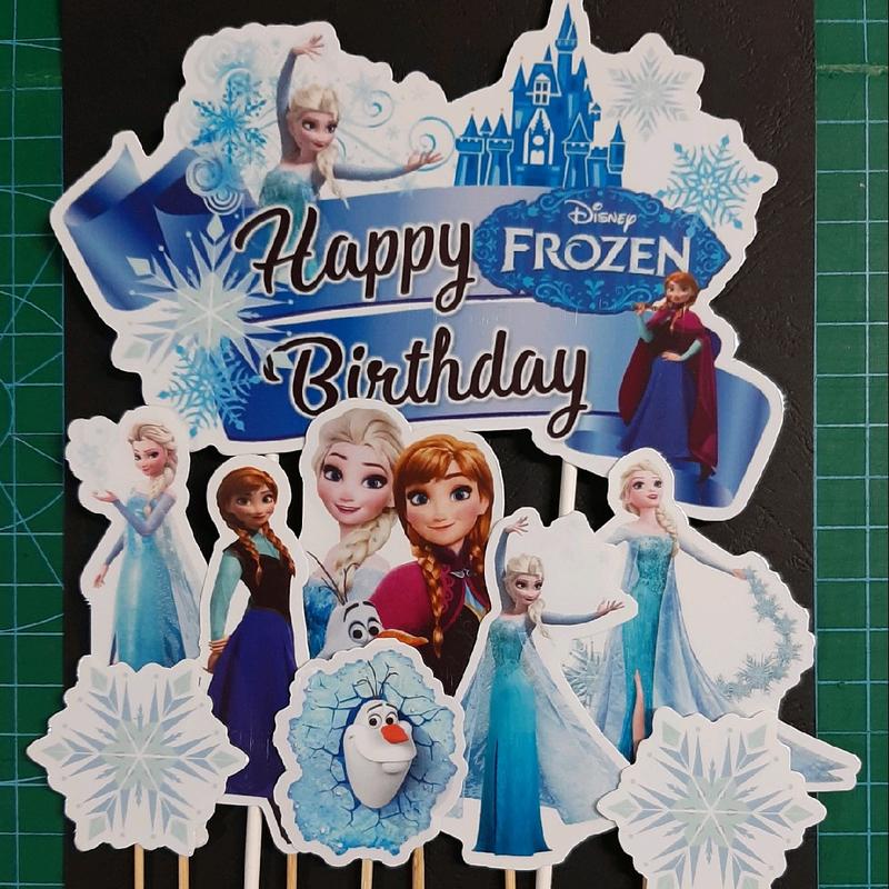 Frozen D04 Readymade Readystock Cake Topper Happy Birthday Laminated