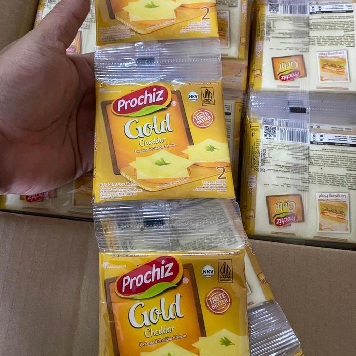 Jual Keju Prochiz Gold Cheddar slice 1 renceng isi 8 pcs isi 2 lembar ...