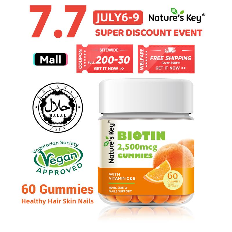 Nature’s Key Gummies Biotin, membantu kesihatan rambut dan pertumbuhan ...