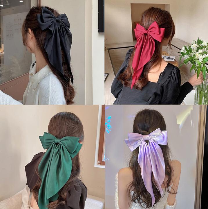 Jepit Rambut Ikatan bentuk rama-rama, Gaya Gadis Korea, Elegan, Klip ...