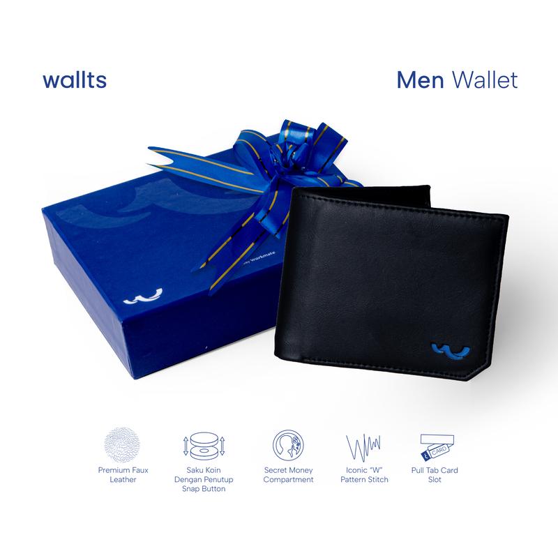 Wallts Wallaby - Dompet Lipat Pria Faux Leather Kulit Hitam Men - Shop | Tokopedia