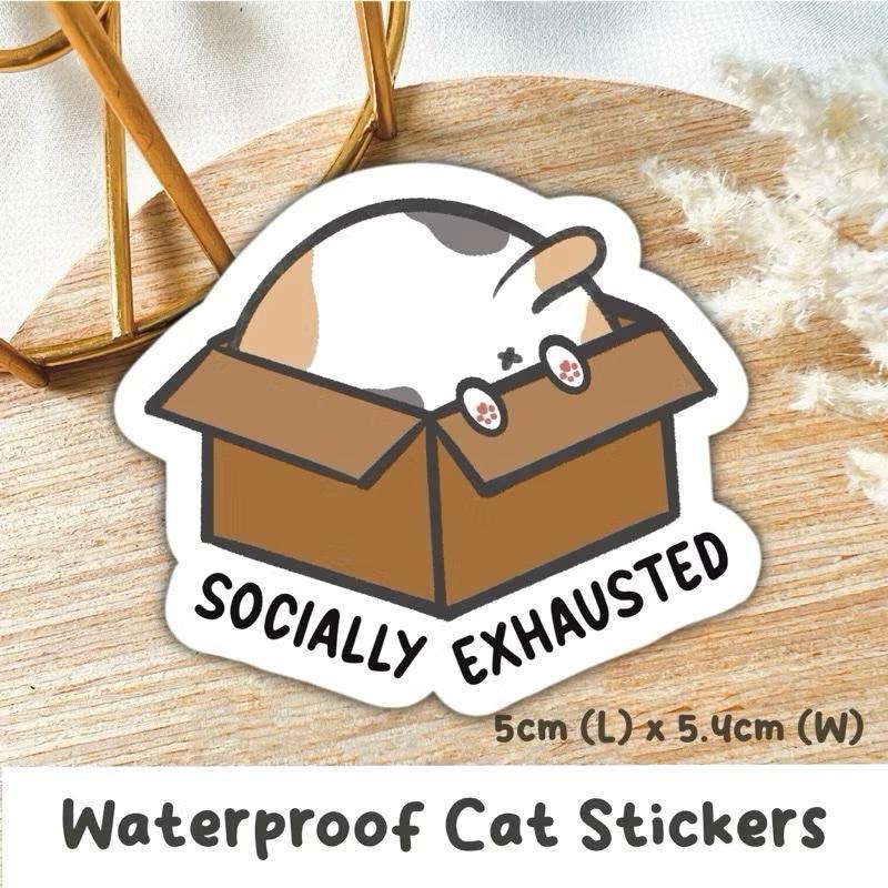 [STICKER] - Socially Exhausted (Waterproof) - TikTok Shop Singapore