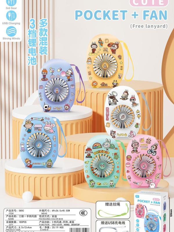 Kipas Mini Labubu Portable Karakter Labubu Tangan Stand Genggam ...