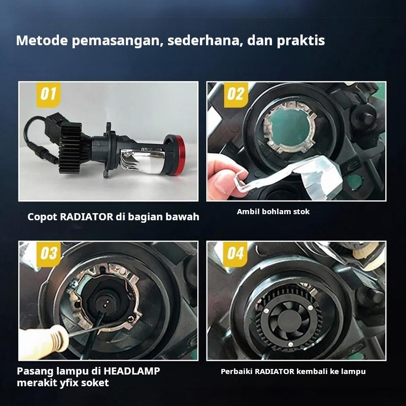 2Pcs Lampu Led Mobil Motor Mini Projector H4 Projie Y7D Y8 70W Super ...