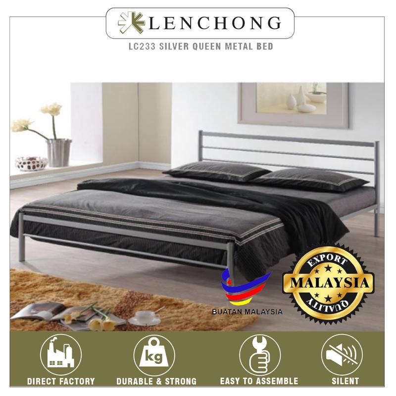 LC233 SILVER QUEEN METAL BED FRAME / KATIL QUEEN/ KATIL BESI / KATIL ...
