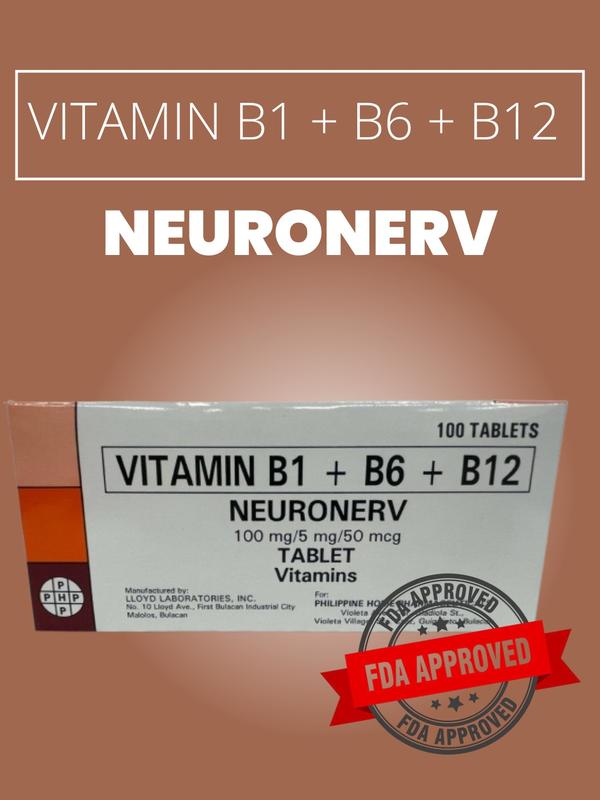 NEURONERV VITAMIN B1 + B6 + B12 B-COMPLEX 100 Tablet Supplement ...