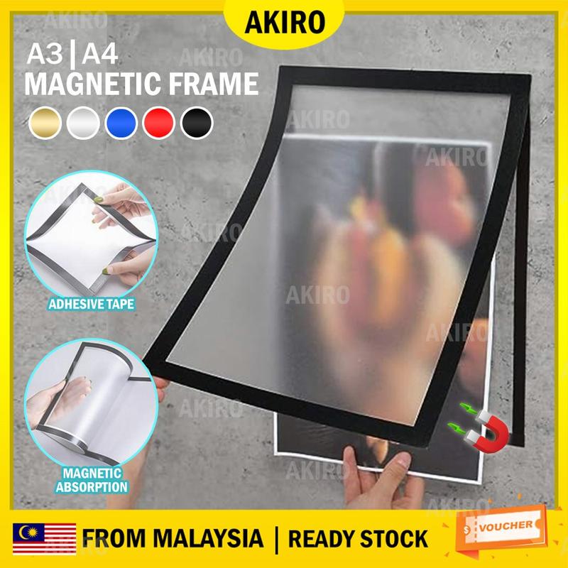 AKIRO Nail-FREE A3/A4 Magnetic Frame Magnetic Display Board Frame - TikTok Shop Malaysia