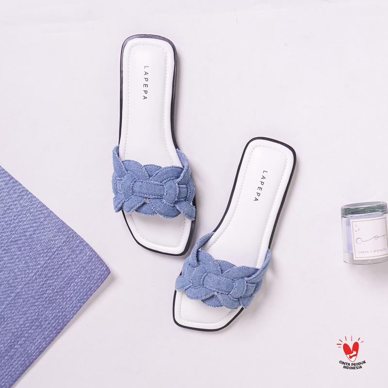 LAPEPA STORE - ANNA Denim Sandal Teplek Wanita | sendal flat - Shop ...