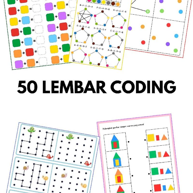 50 Lembar Coding untuk anak Paud TK SD - Shop | Tokopedia