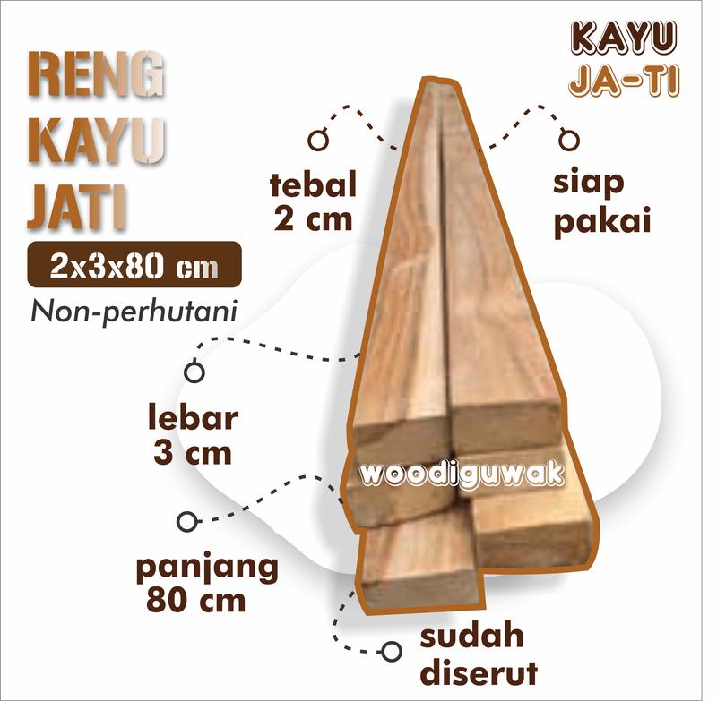 Reng Kayu Jati Jawa Allgrade Ukuran 2x3x80 cm Halus Serut Siap - Shop ...