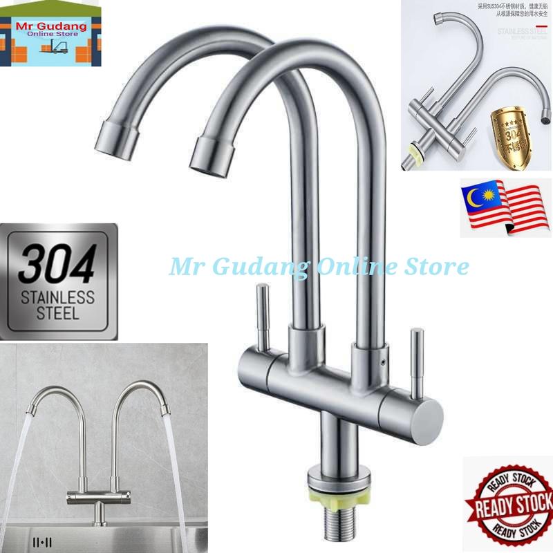 SUS304 Stainless Steel Flexible Kitchen Basin 2 Way 1 in 2 out - TikTok ...