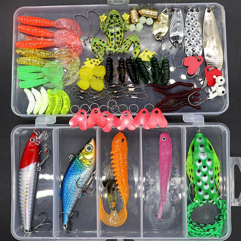 71 Pcs Fishing Lure Set Casting Set Combo Soft Plastic Lure Soft ...