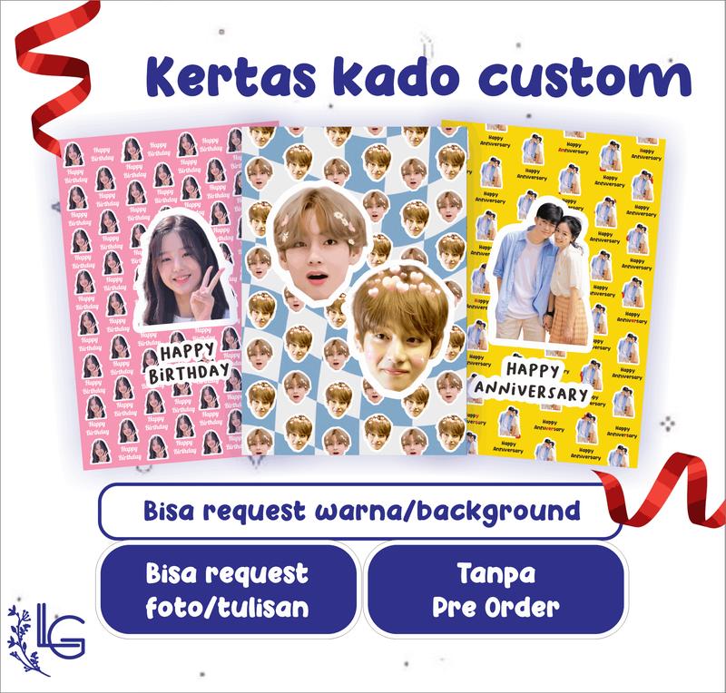 KERTAS KADO CUSTOM | Custom foto dan tulisan - Shop | Tokopedia