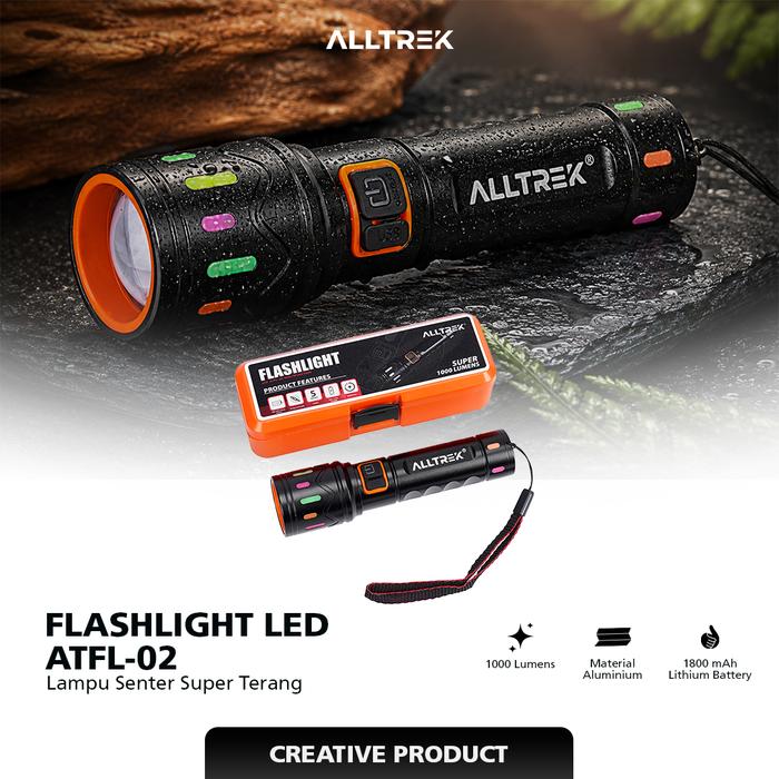 Promo ALLTREK Senter Led Super Terang ATFL-02 Super Bright Long Range ...