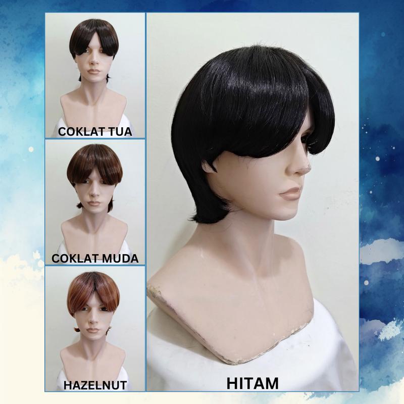 EM 08 Wig Model Mullet Poni Belah Tengah, Kiri, dan Kanan Rambut - Shop ...