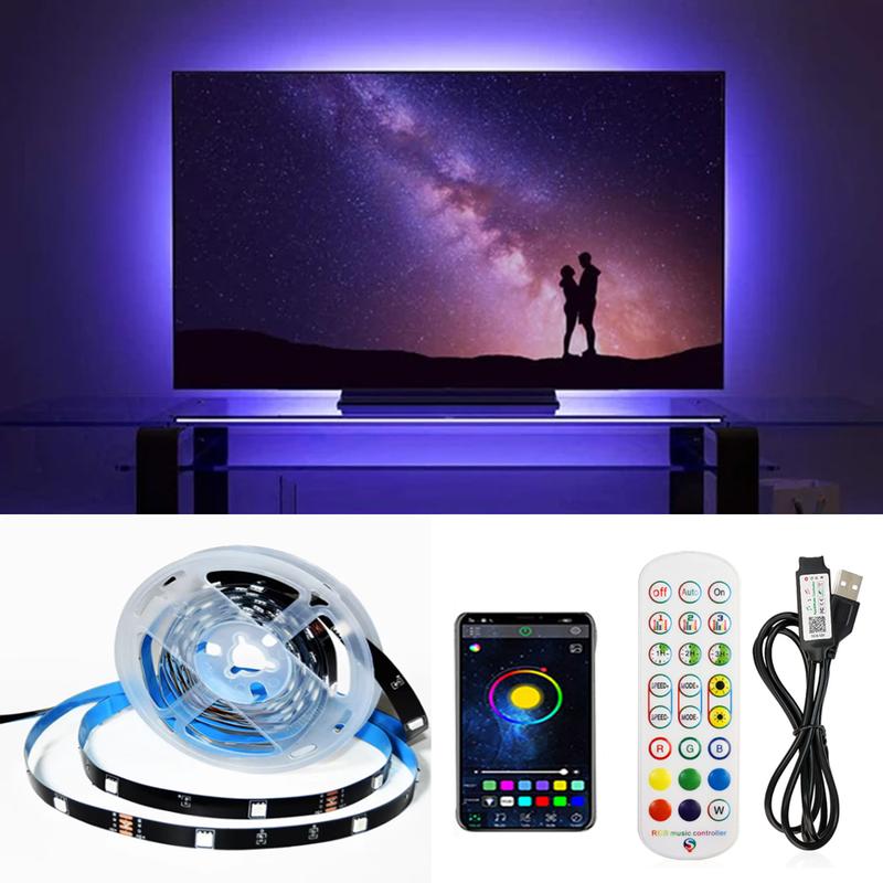 Lampu Jalur LED Pintar, Muzik USB, 5050RGB, 24 Kekunci, Kawalan ...