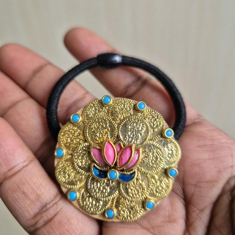 Pink + Blue Lotus gold coin hair tie - TikTok Shop Singapore