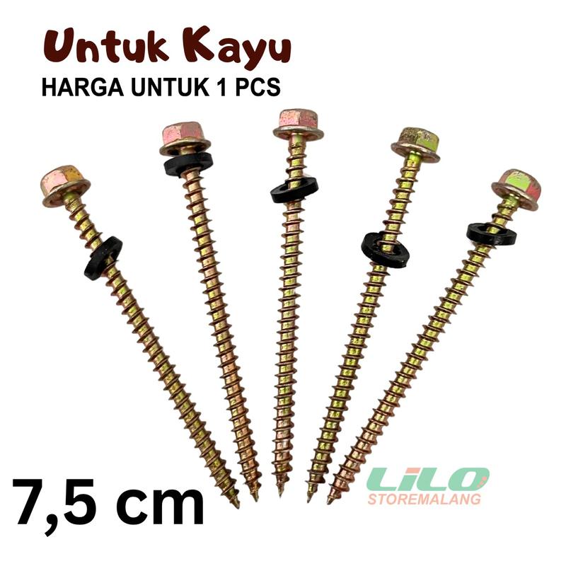 Baut Sekrup Skrup Self Drilling Roofing Kayu Hexagon 12 x 75 - Shop ...