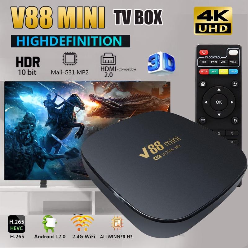 V88 mini smart box 4K Android 12 2.4GWiFi ultra-high definition ...