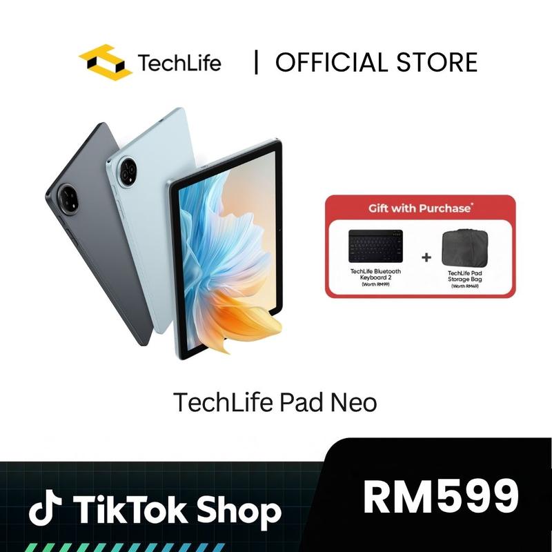 TechLife Pad Neo | Pemproses Mediatek Helio G80 | Sambungan LTE - TikTok Shop Malaysia