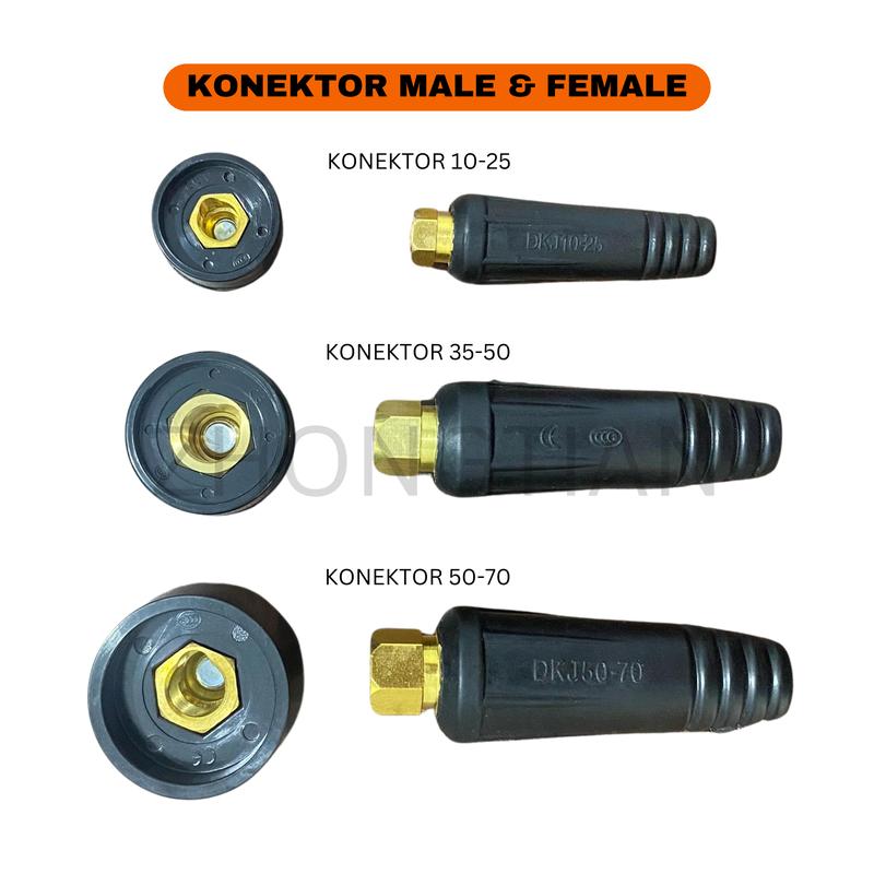 KONEKTOR LAS KABEL KONEKTOR MALE FEMALE CONNECTOR LAS 10-25/35-50/50-70 ...