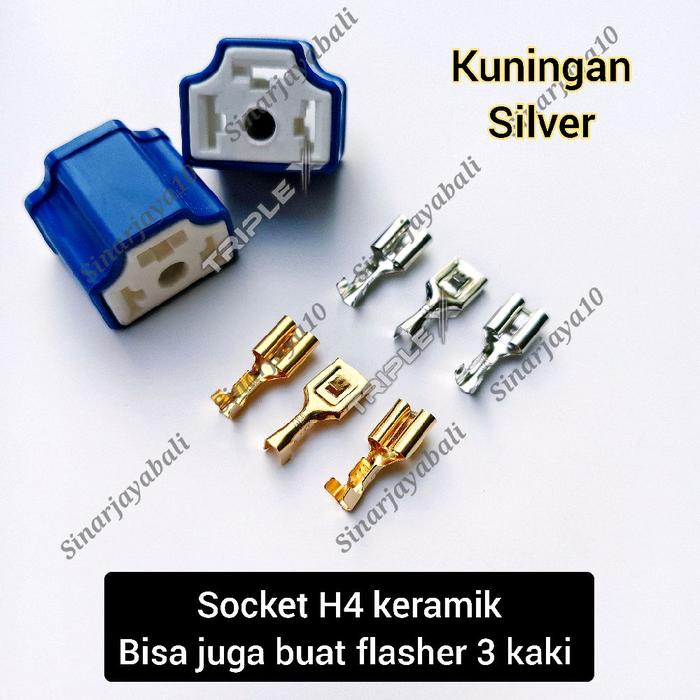 Jual soket keramik h4 socket cewek cowok konektor H4 male female ...