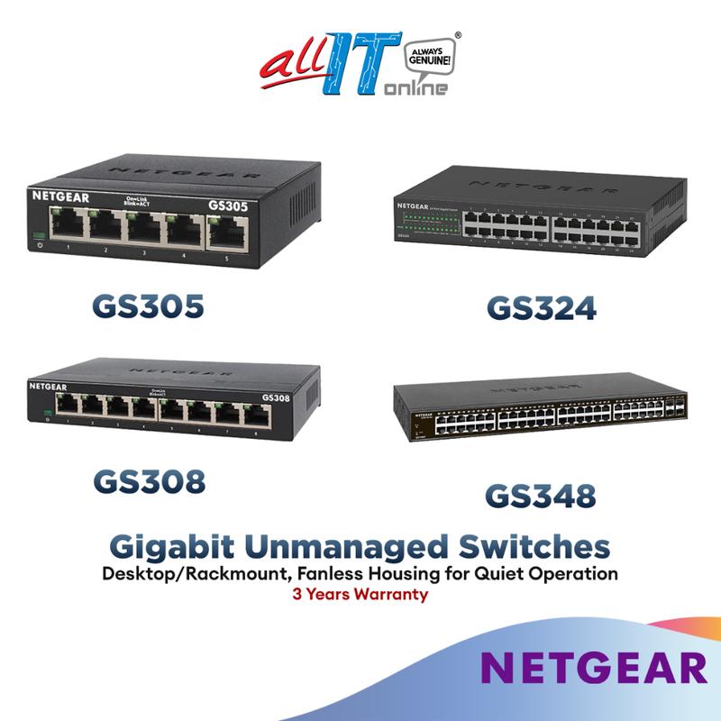 Netgear GS305 / GS308 / GS324 / GS348 Gigabit Ethernet Unmanaged ...