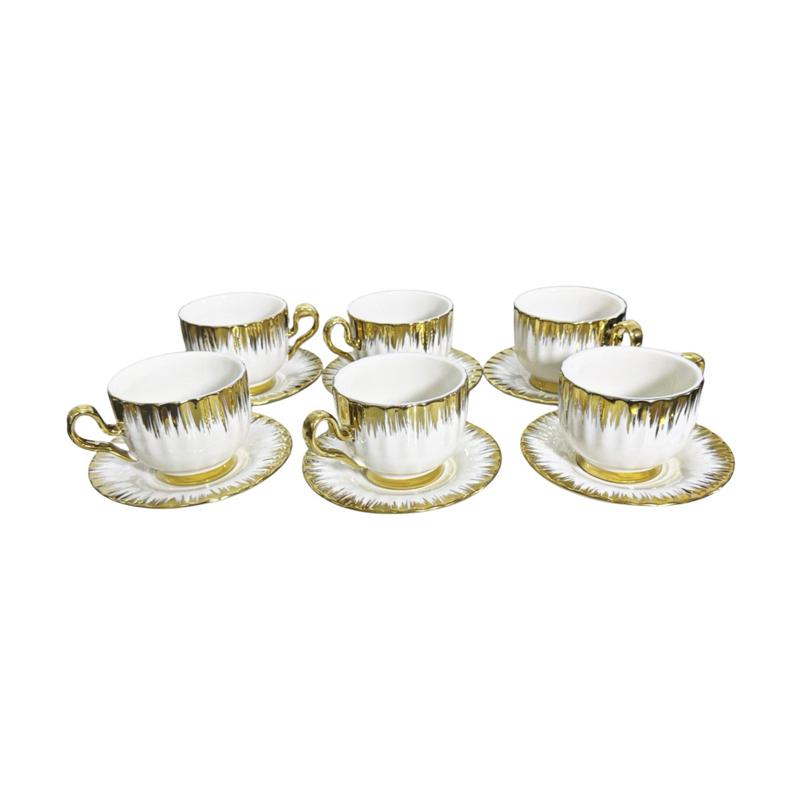 Set Cawan Viral Beserta Piring Premium Bewarna Emas - Kitchenware ...