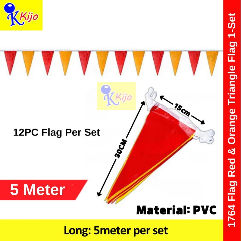 PVC Red & Orange Triangle Flag Bunting Banner Flag Triangle Party ...