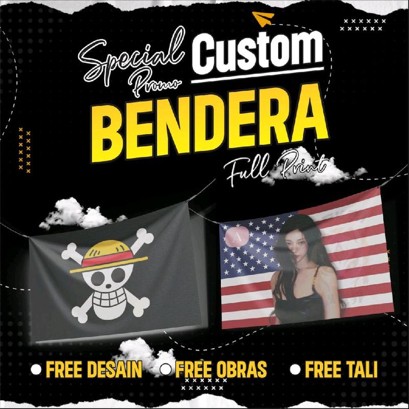 PROMO CETAK BENDERA ONE PIECE & BENDERA AMERICA BAHAN TETRON - Shop ...