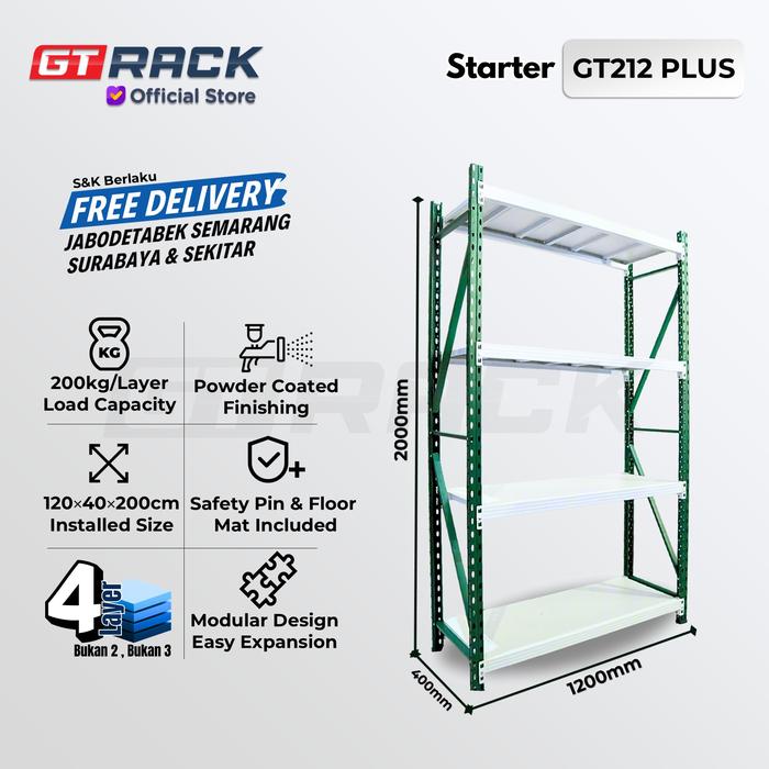 Promo RAK GUDANG BESI GT RACK GT212 PLUS – WAREHOUSE RACK 200KG TINGGI ...