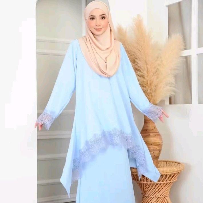 BAJU KURUNG ALIYAH with Lace Material ITELIAN CREPE ironless - TikTok ...