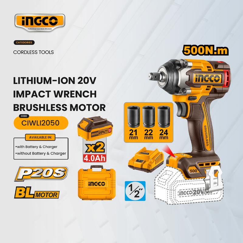 Ingco Lithium-Ion Impact Wrench 20V Brushless Motor Max Torque - TikTok ...