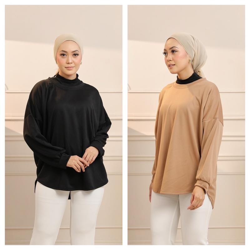 NIESHA BLOUSE BATWING MATERIAL COTTON MIX SCUBA BY HARIKA AISHAH ...