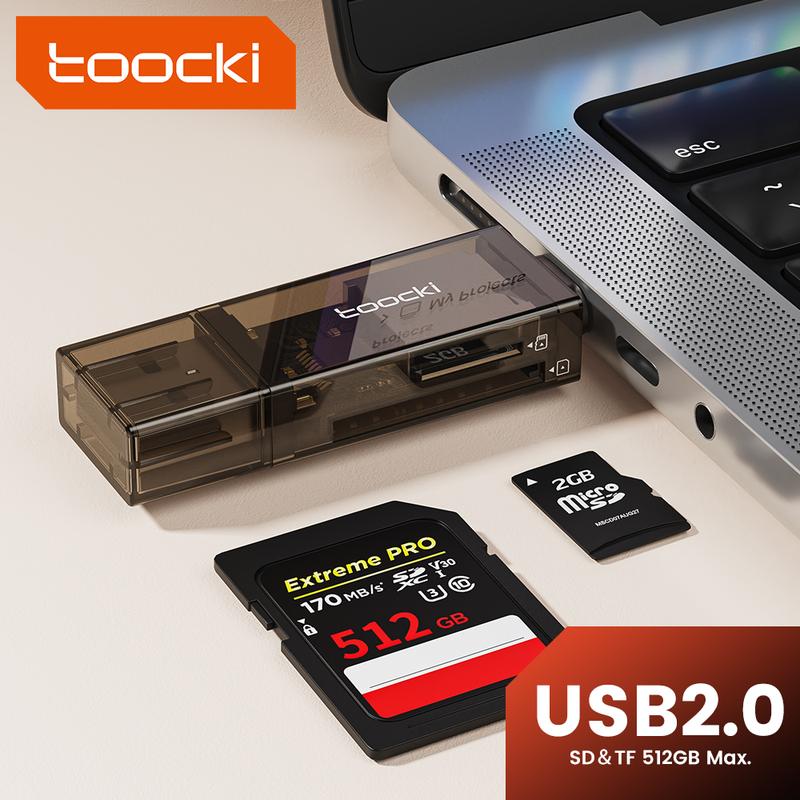 Pembaca Kad USB2.0, Toocki, Pembaca Kad USB A Jenis C, Menyokong ...