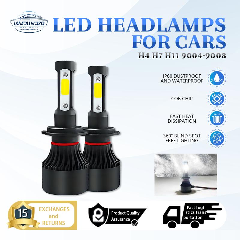 Kit Lampu Depan LED, 2pcs Jenama Baru, 4 Sisi, Sesuai untuk H4 ...