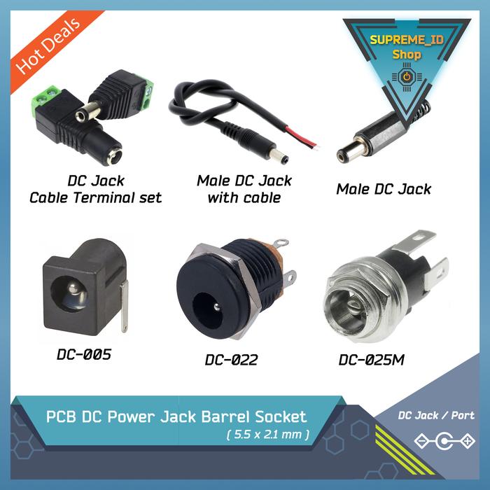 Jual DC-005 | DC-022 | DC-025M PCB DC Jack Power Plug Male & Female ...