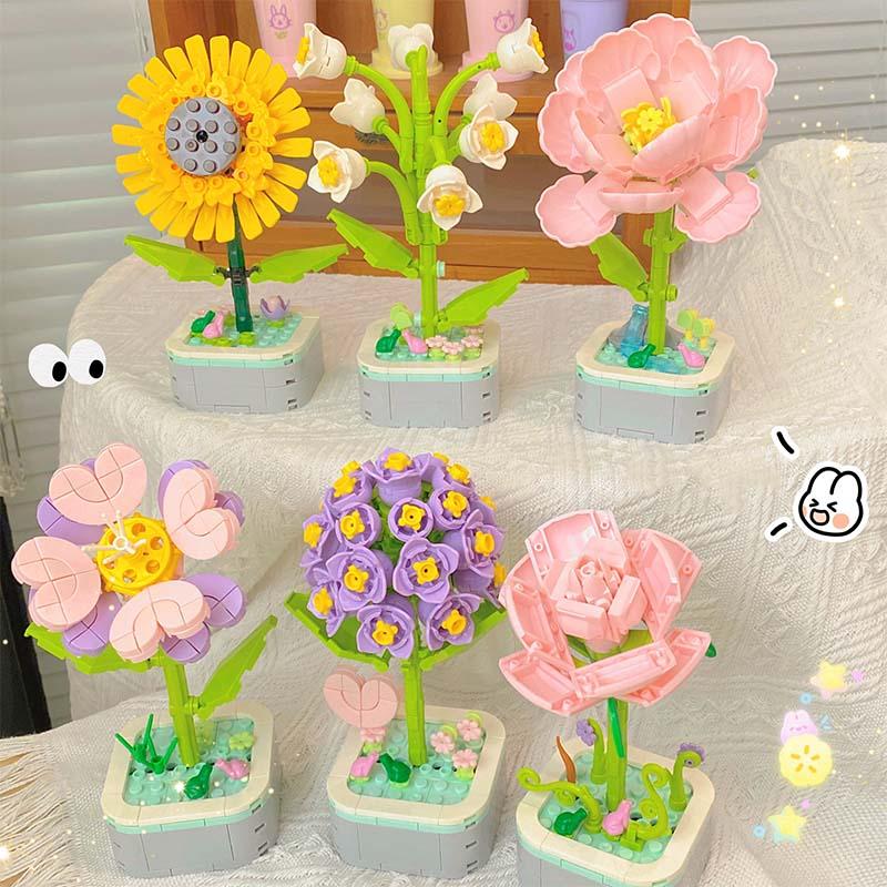 bunga Flowers Hibiscus Building Blocks Creative Tabletop Decoration ...