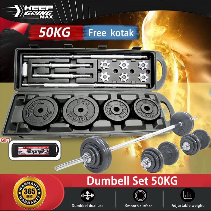 Promo Dumbell Barbel 50kg Peralatan Kebugaran Angkat Berat 50kg Set ...